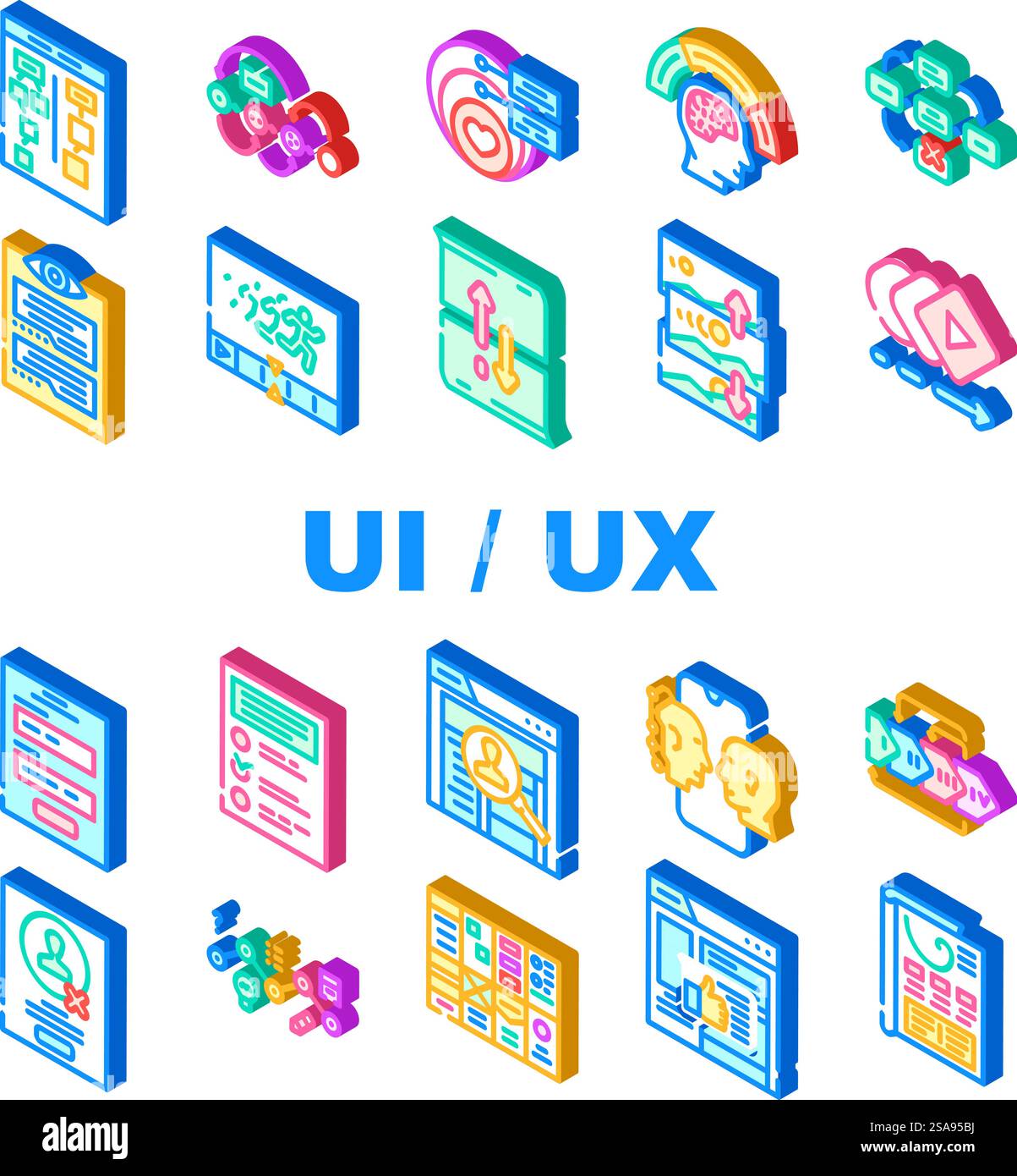 ui ux web interface mobile icons set vector. web mobile, arrow user, website tool, control ...