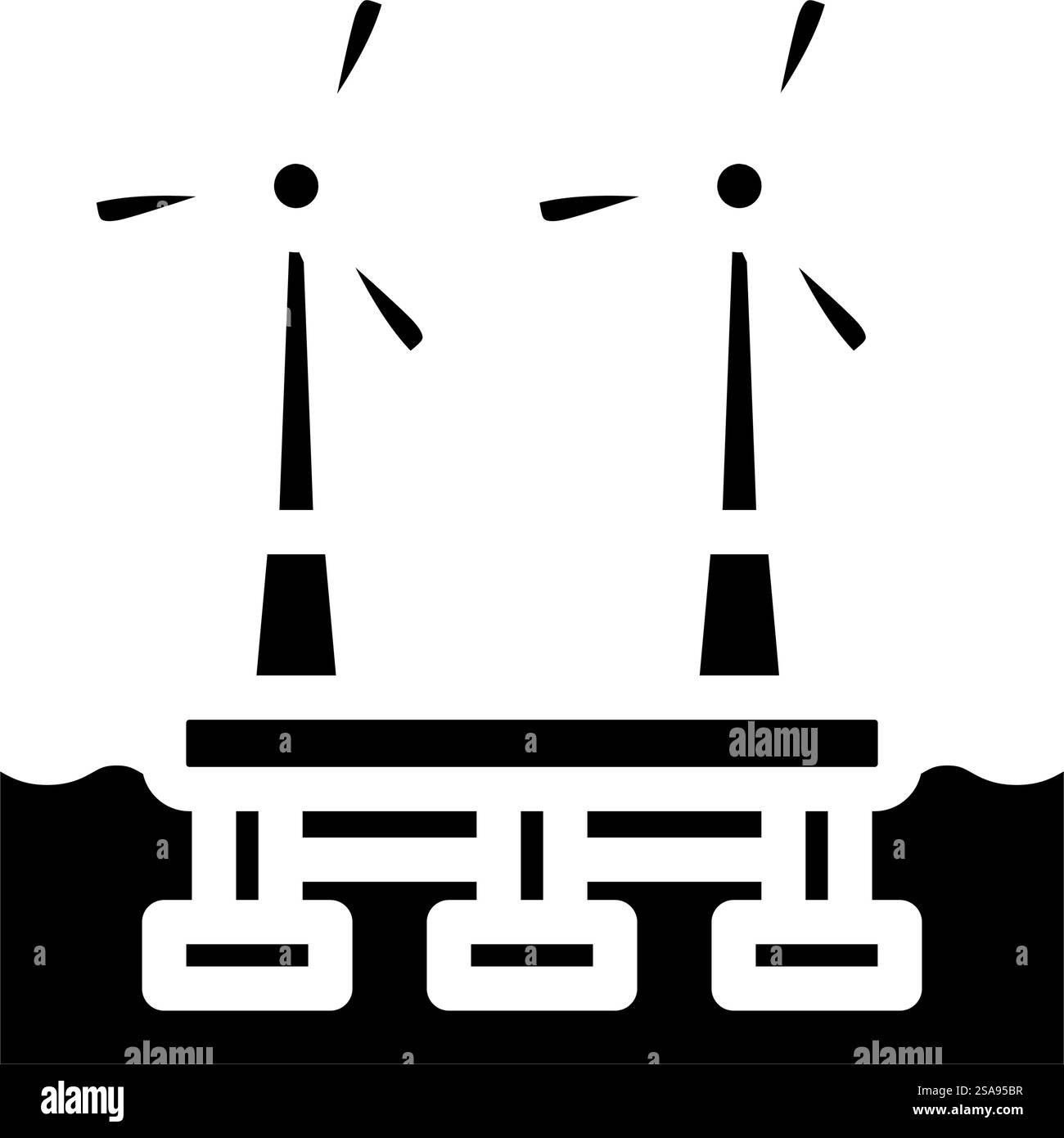 floating wave platform glyph icon vector. floating wave platform sign ...