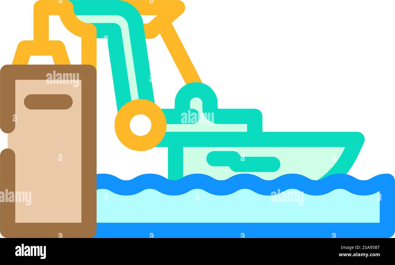 wave plant tidal power color icon vector. wave plant tidal power sign ...