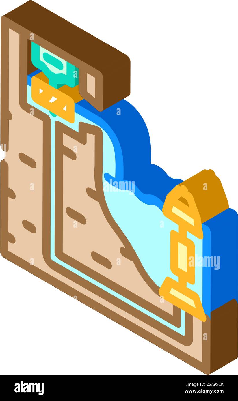 kite system tidal power isometric icon vector. kite system tidal power ...