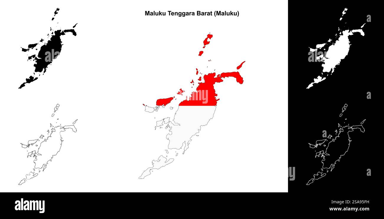 Maluku Tenggara Barat blank outline map set Stock Vector Image & Art - Alamy