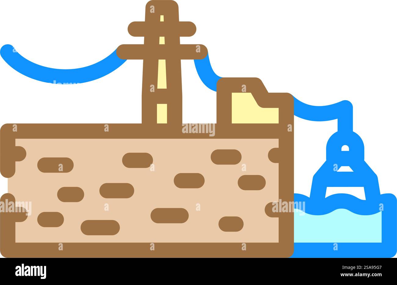 wave transmission tidal power color icon vector. wave transmission ...