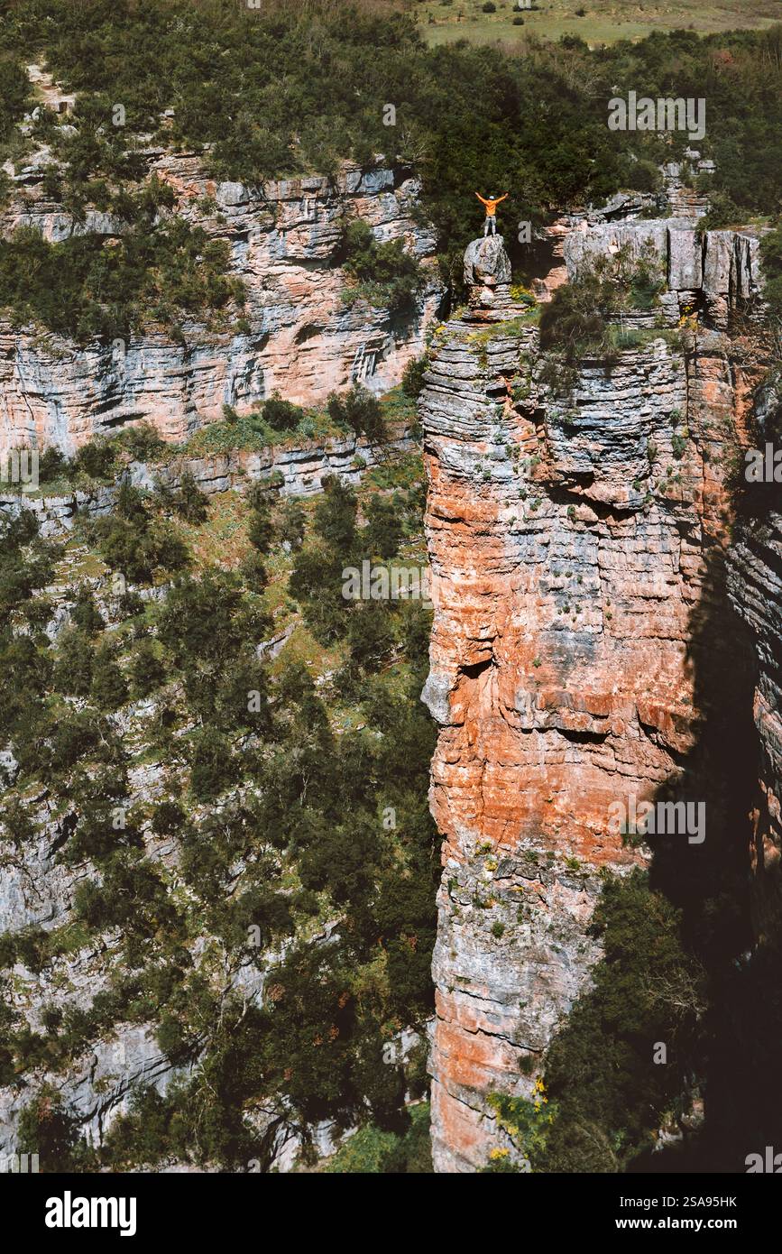 Aerial man standing in gorge hi-res stock photography and images - Alamy