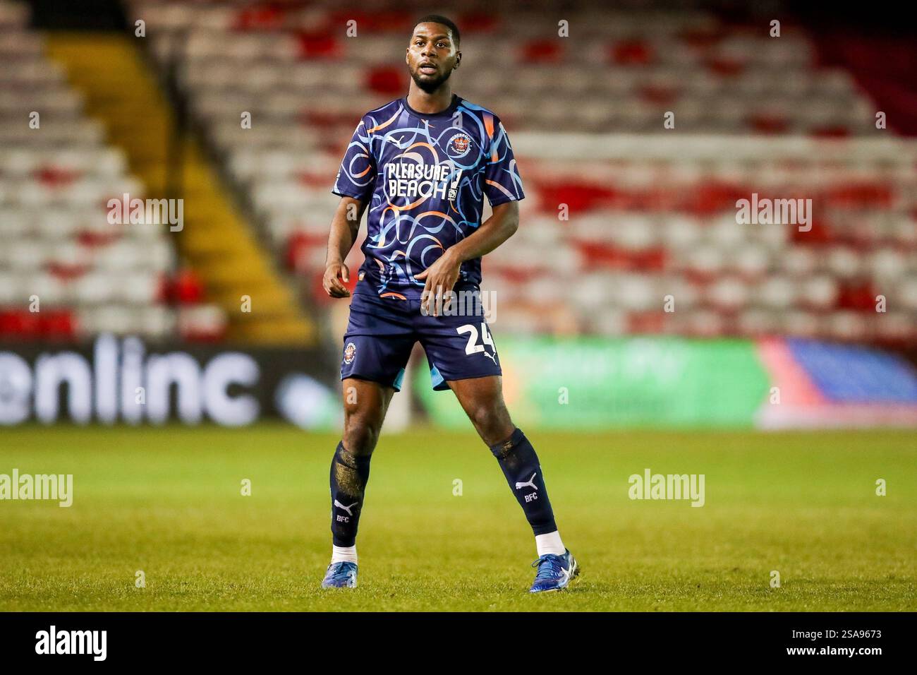 Lincoln, UK. 28th Jan, 2025. Odeluga Offiah of Blackpool looks on ...