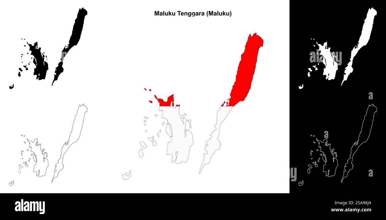 Maluku Tenggara blank outline map set Stock Vector Image & Art - Alamy
