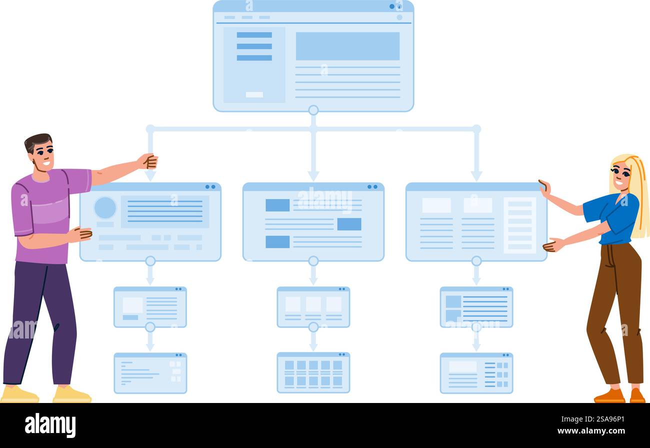 content silo structure vector. organization hierarchy, linking ...