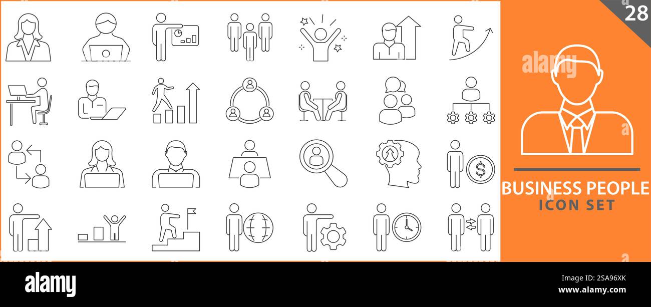 Business people, human resources, office management, web icon set ...