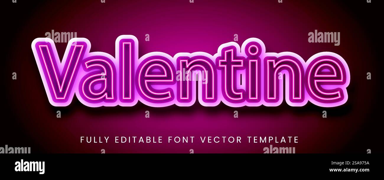Valentine 3D Text Effect - Pink Gradient - Fully Editable Font Vector Template Stock Vector ...