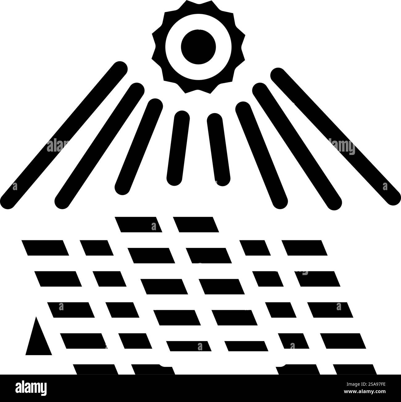 sun rays solar panel glyph icon vector. sun rays solar panel sign ...