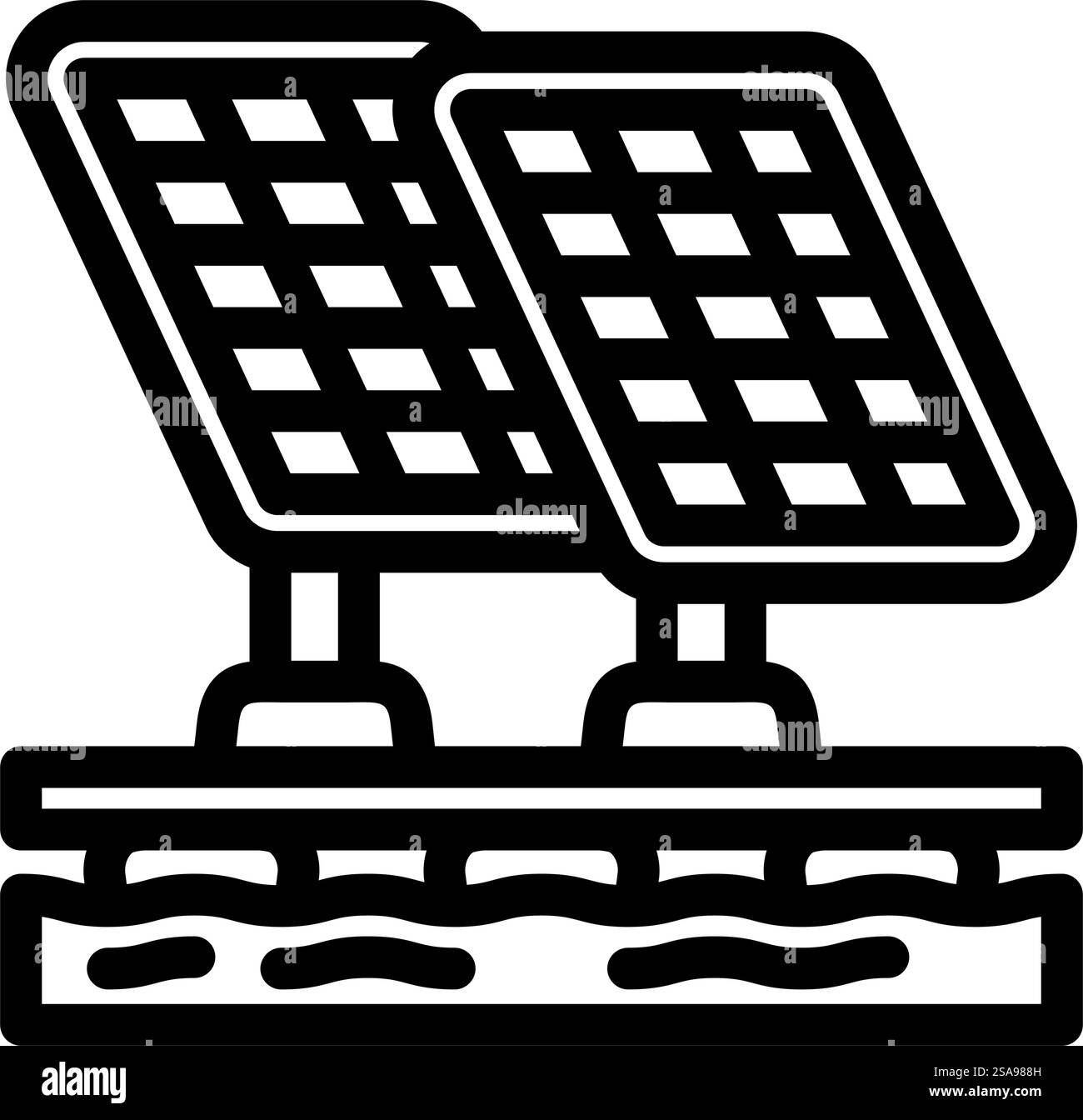floating solar panel line icon vector. floating solar panel sign ...