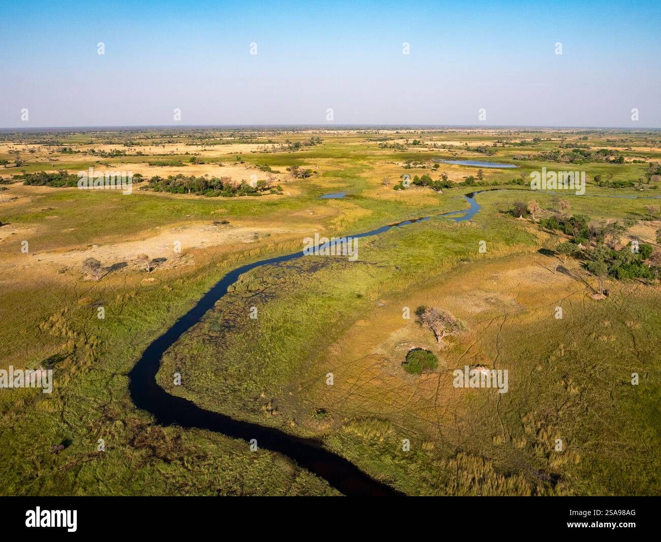 Okavango landscape in Botswana. Flight from Maun to the Okavango Delta ...