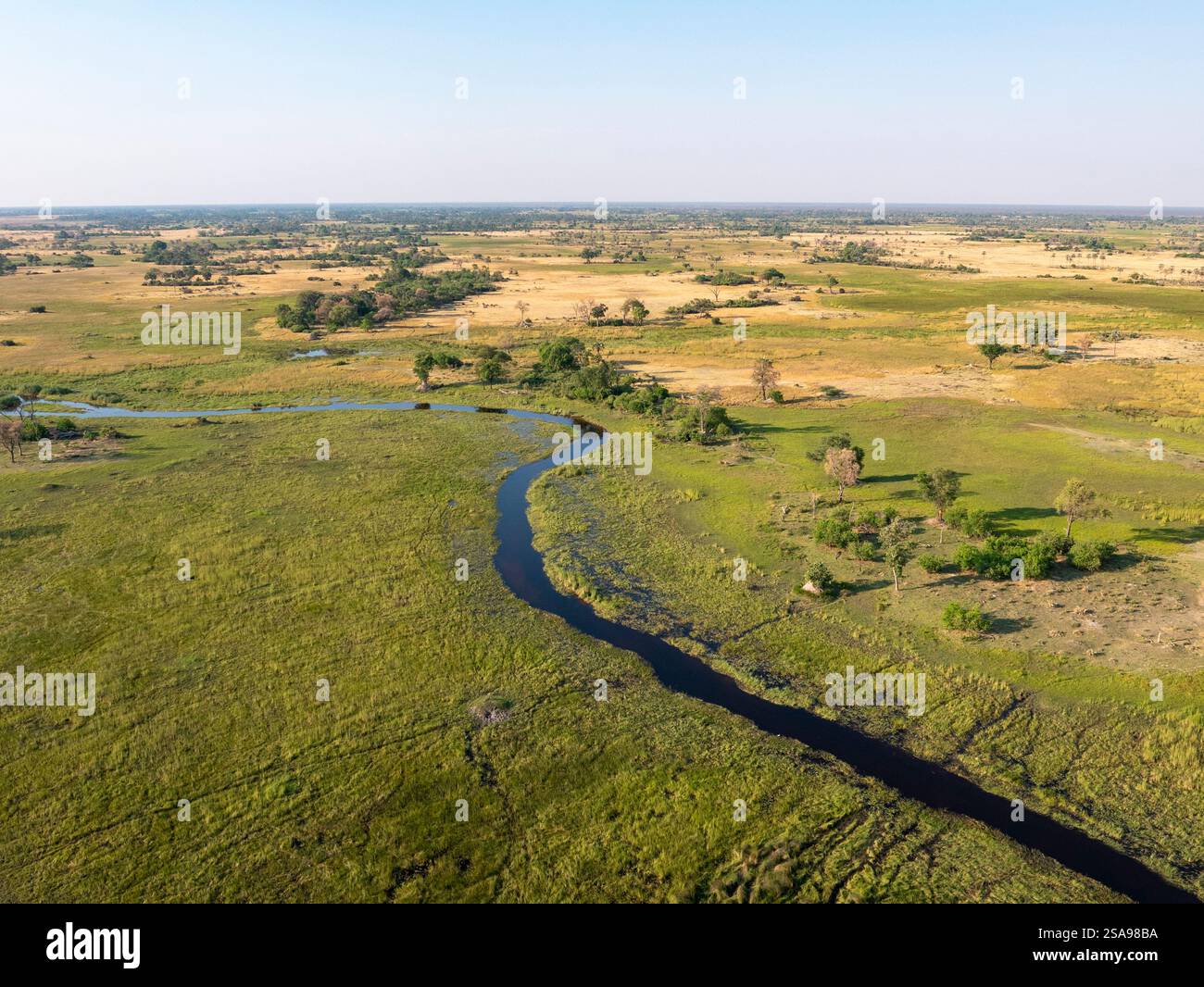 Okavango landscape in Botswana. Flight from Maun to the Okavango Delta ...