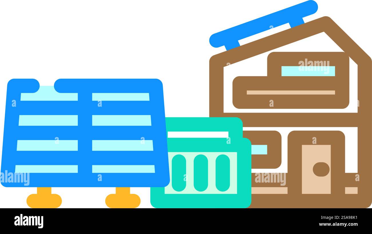 off grid solar panel color icon vector. off grid solar panel sign ...