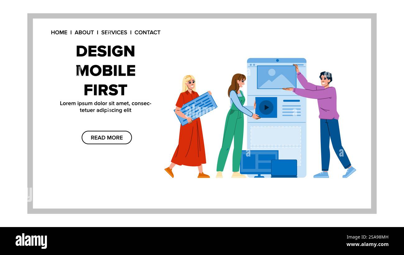 layout design mobile first vector. user friendly, interface navigation ...