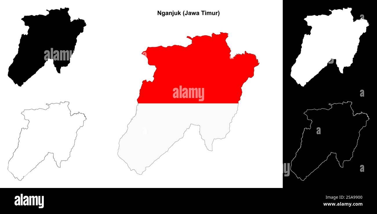 Nganjuk blank outline map set Stock Vector Image & Art - Alamy