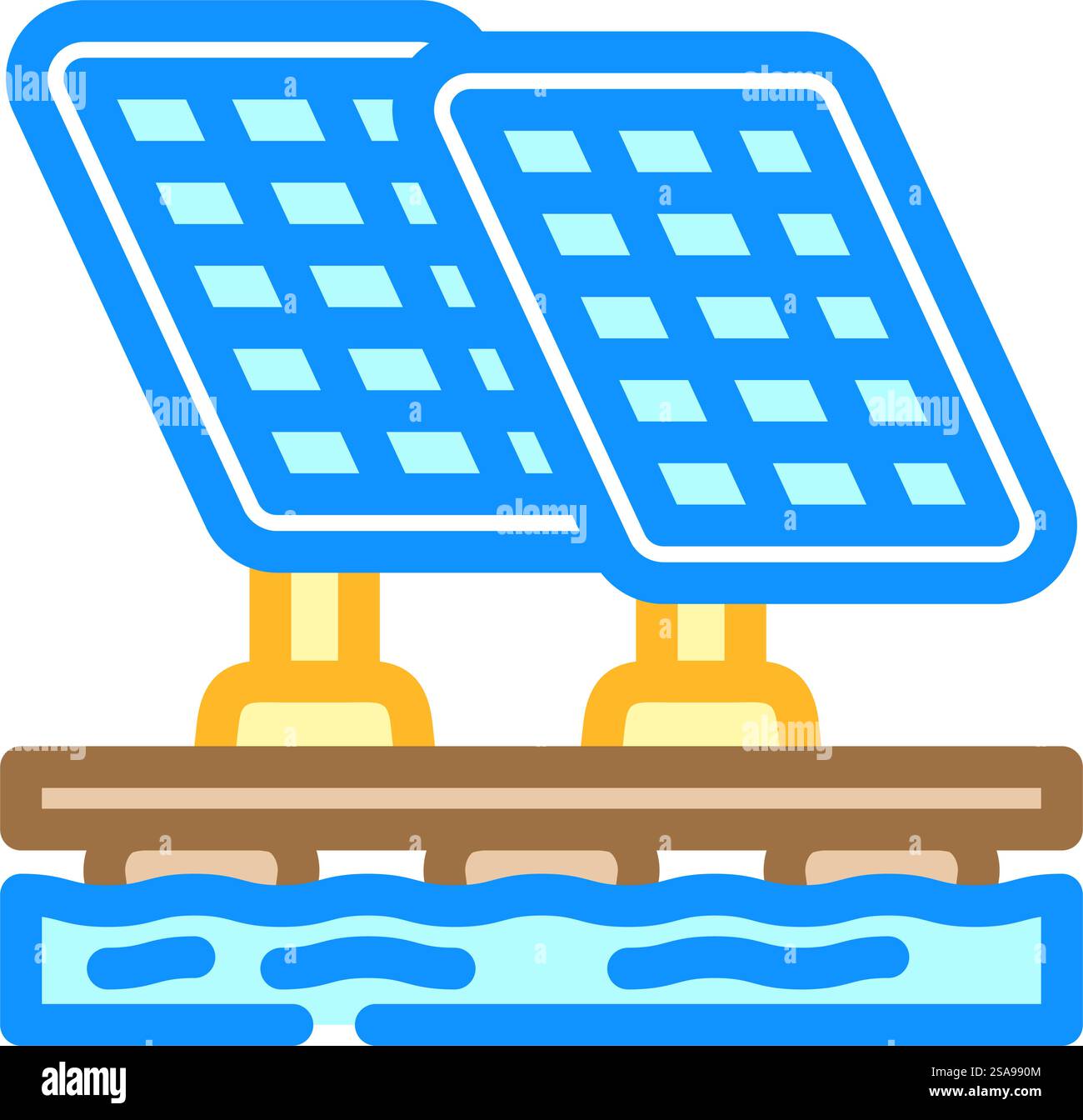 floating solar panel color icon vector. floating solar panel sign ...