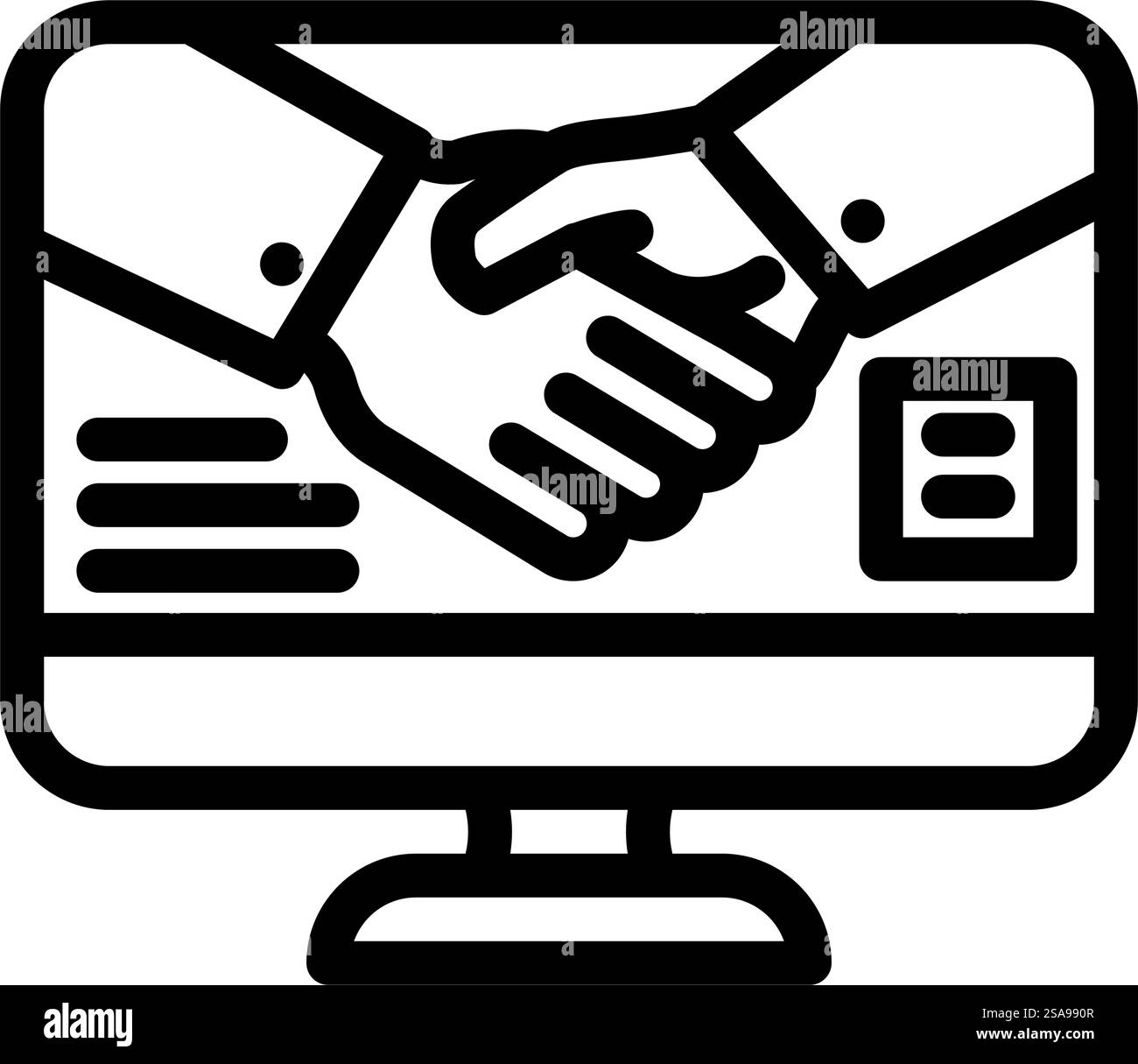 virtual handshake line icon vector. virtual handshake sign. isolated contour symbol black ...