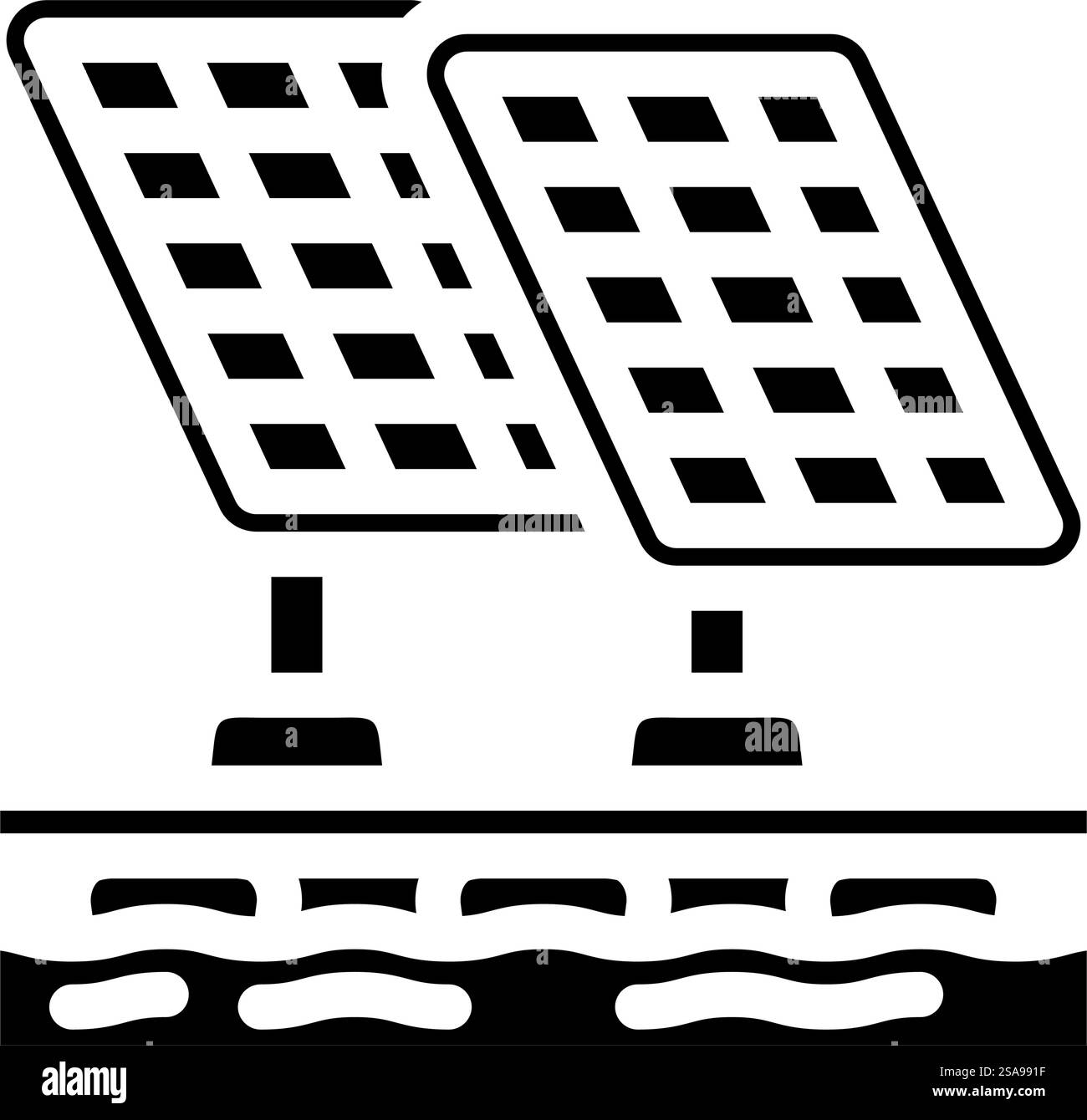 floating solar panel glyph icon vector. floating solar panel sign ...