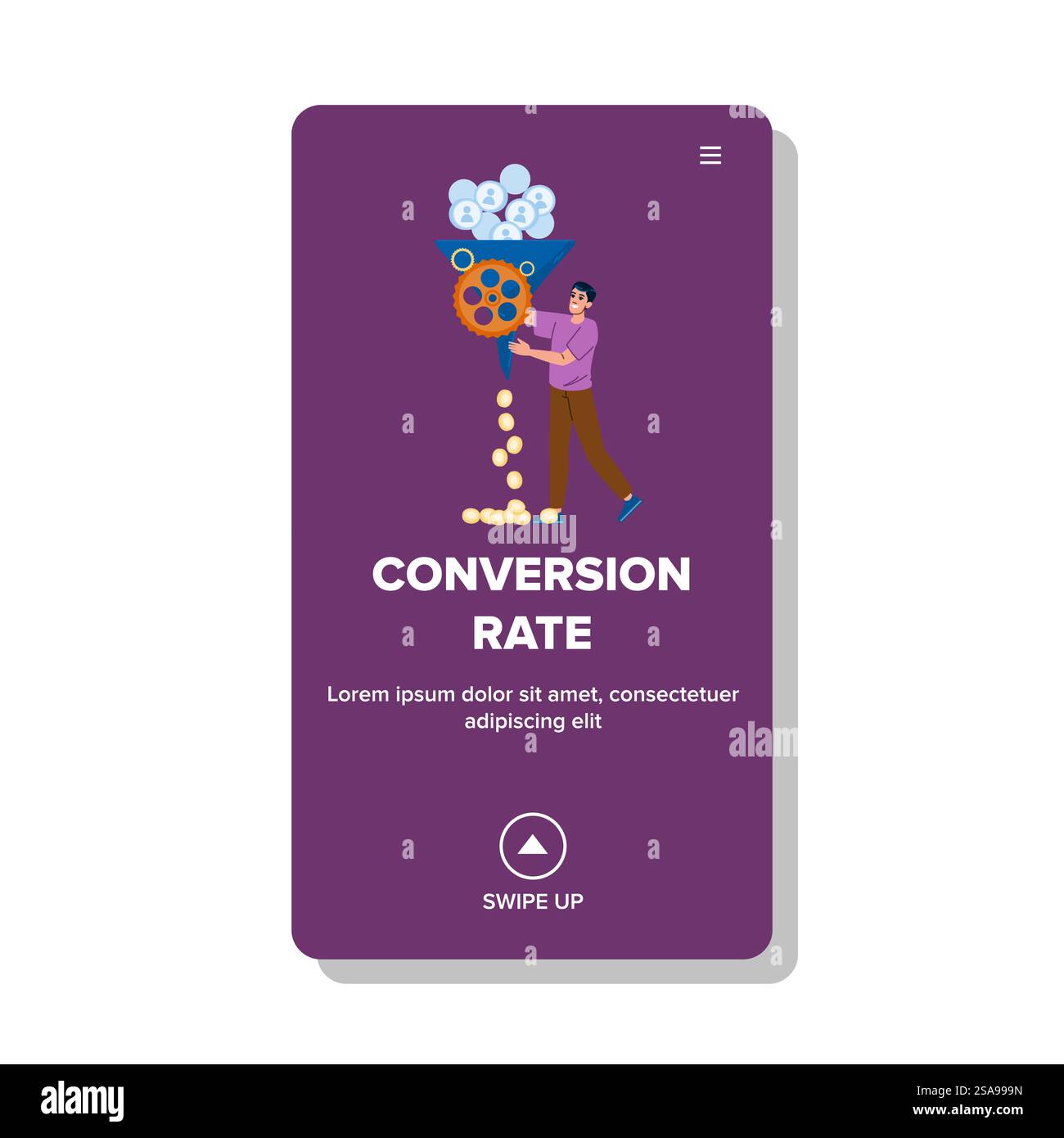 optimization conversion rate vector. website traffic, sales marketing, funnel leads optimization ...