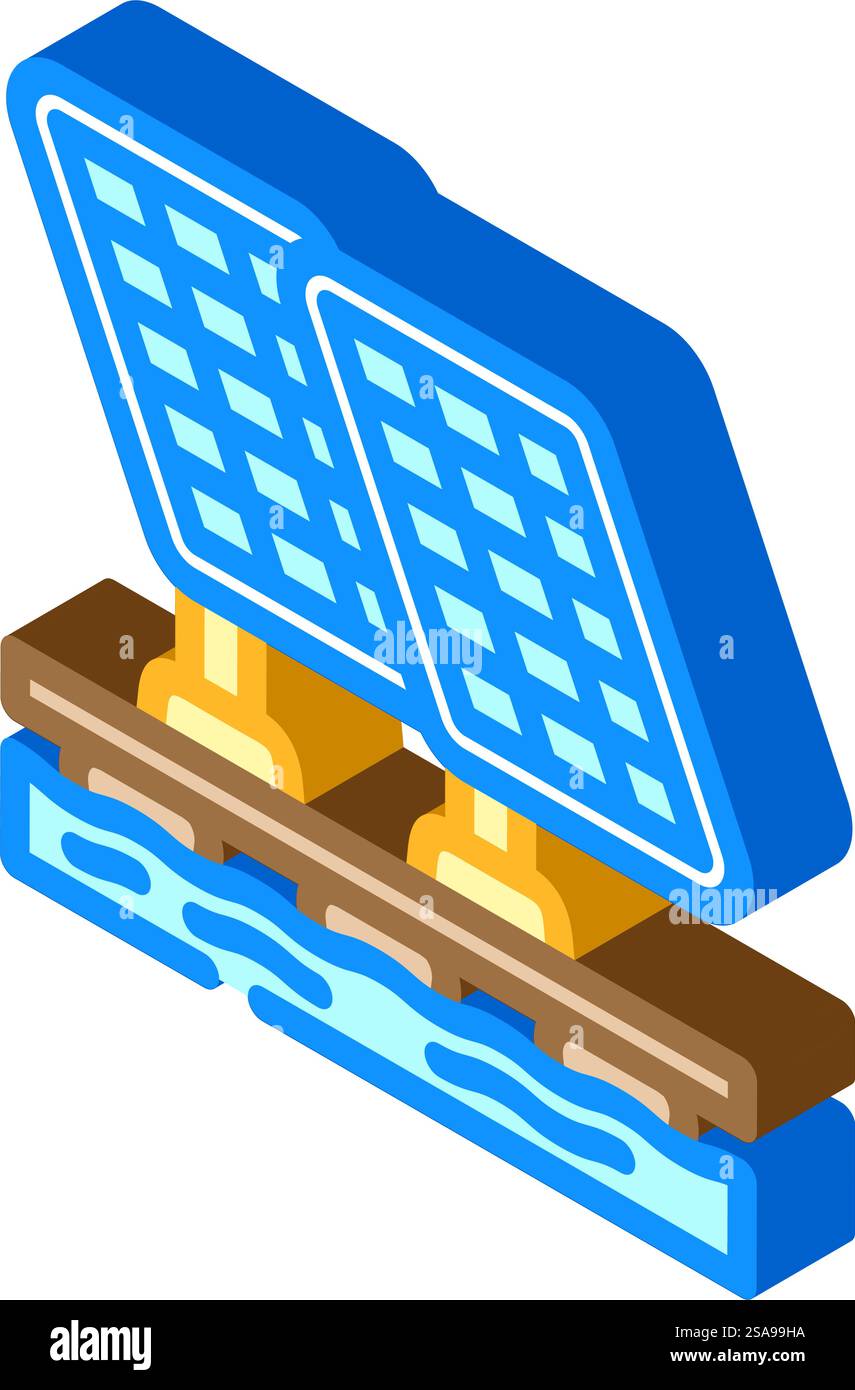 floating solar panel isometric icon vector. floating solar panel sign ...