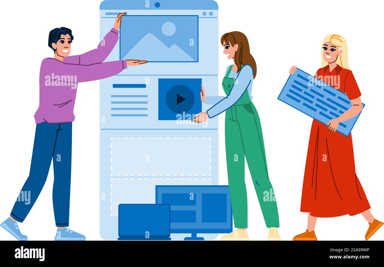 user mobile first design vector. friendly navigation, layout interface, swipe touch user mobile ...