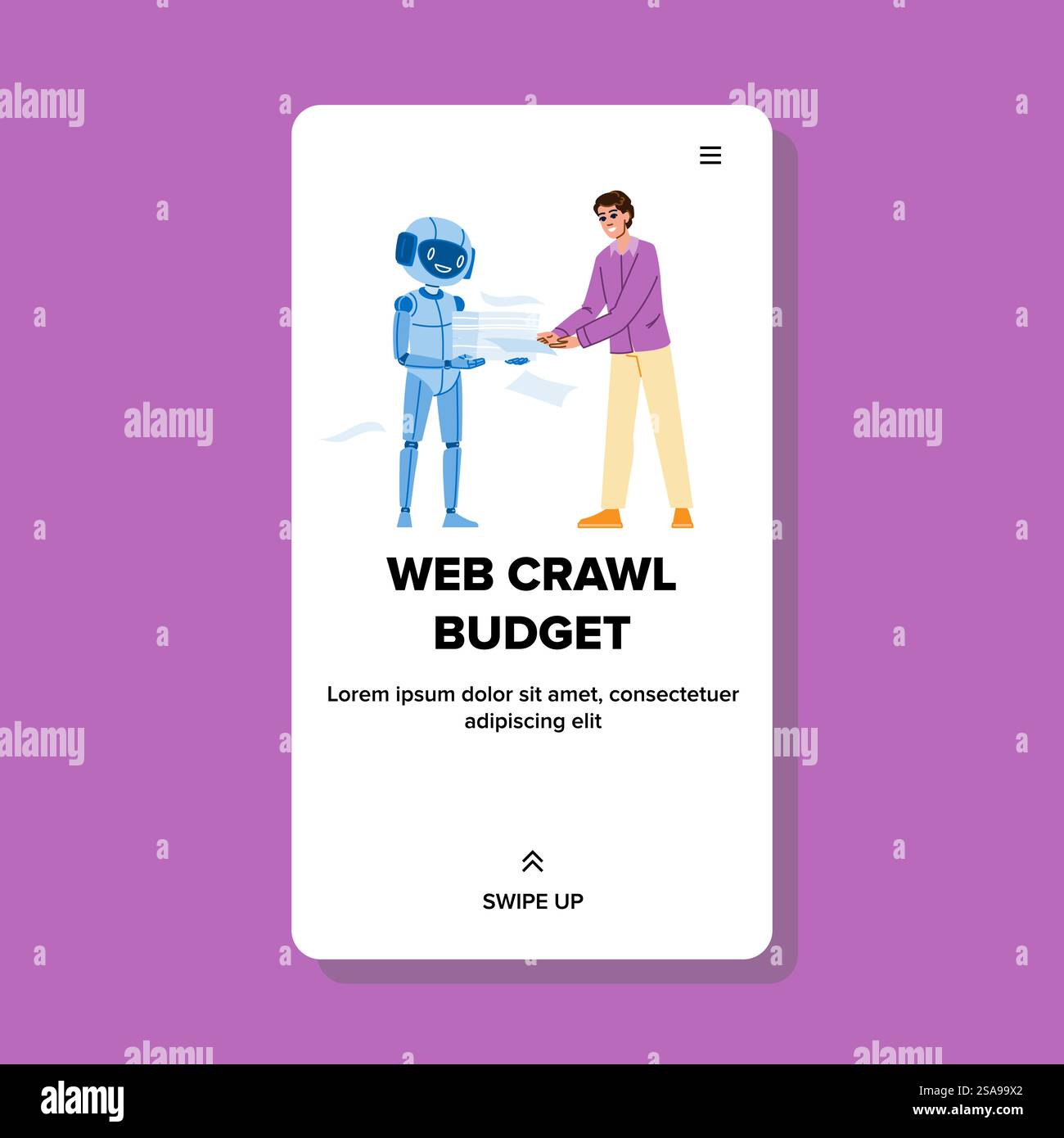 optimization web crawl budget vector. indexing pages, site engine ...