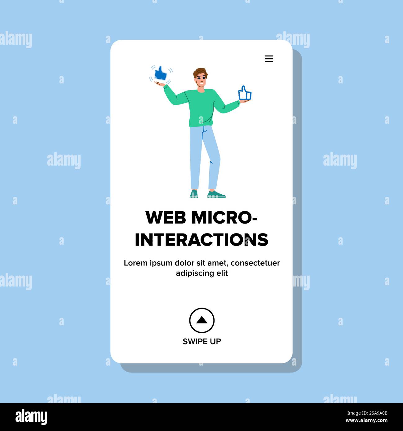 swipe web microinteractions vector. tap drag, animate load, reveal ...