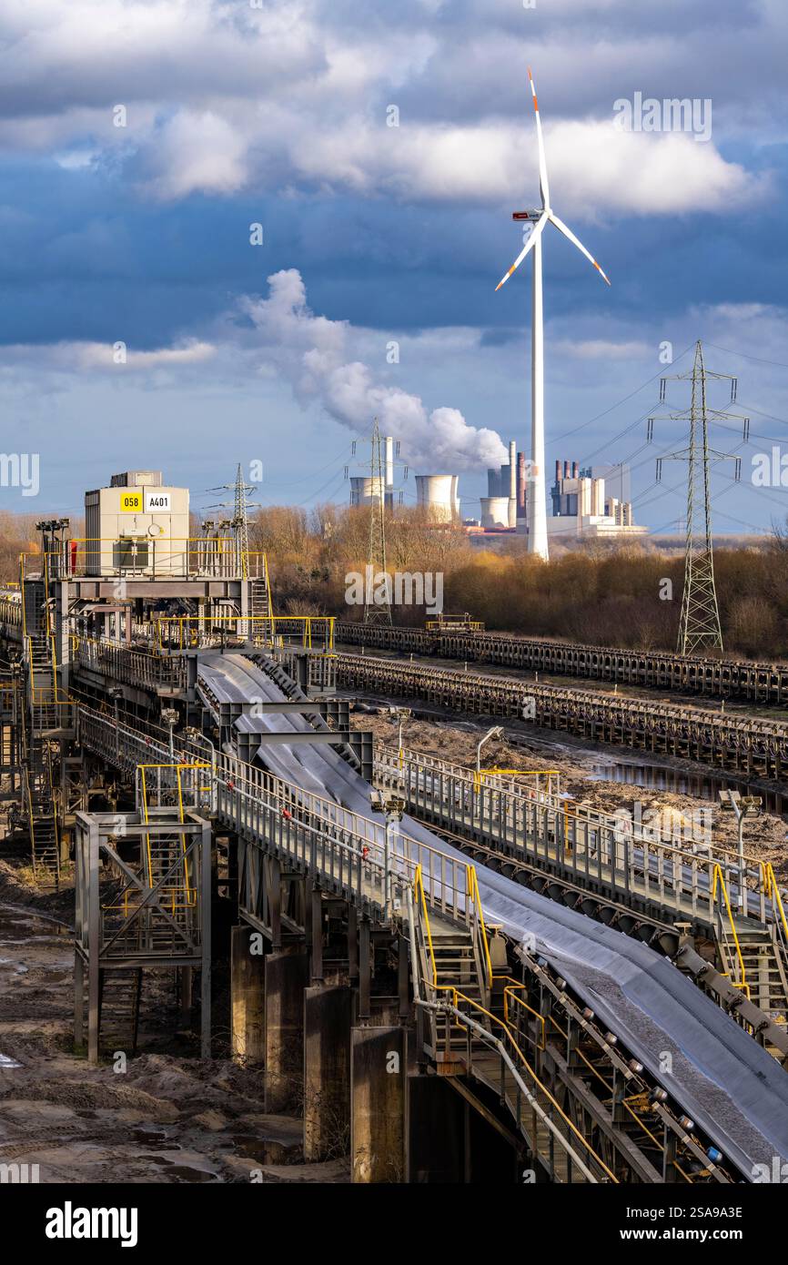 RWE Power Lignite Power Plant Neurath, conveyor belts in the open-cast ...
