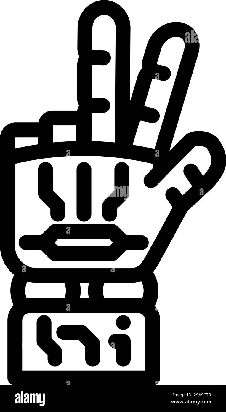 victory robot hand gesture line icon vector. victory robot hand gesture ...