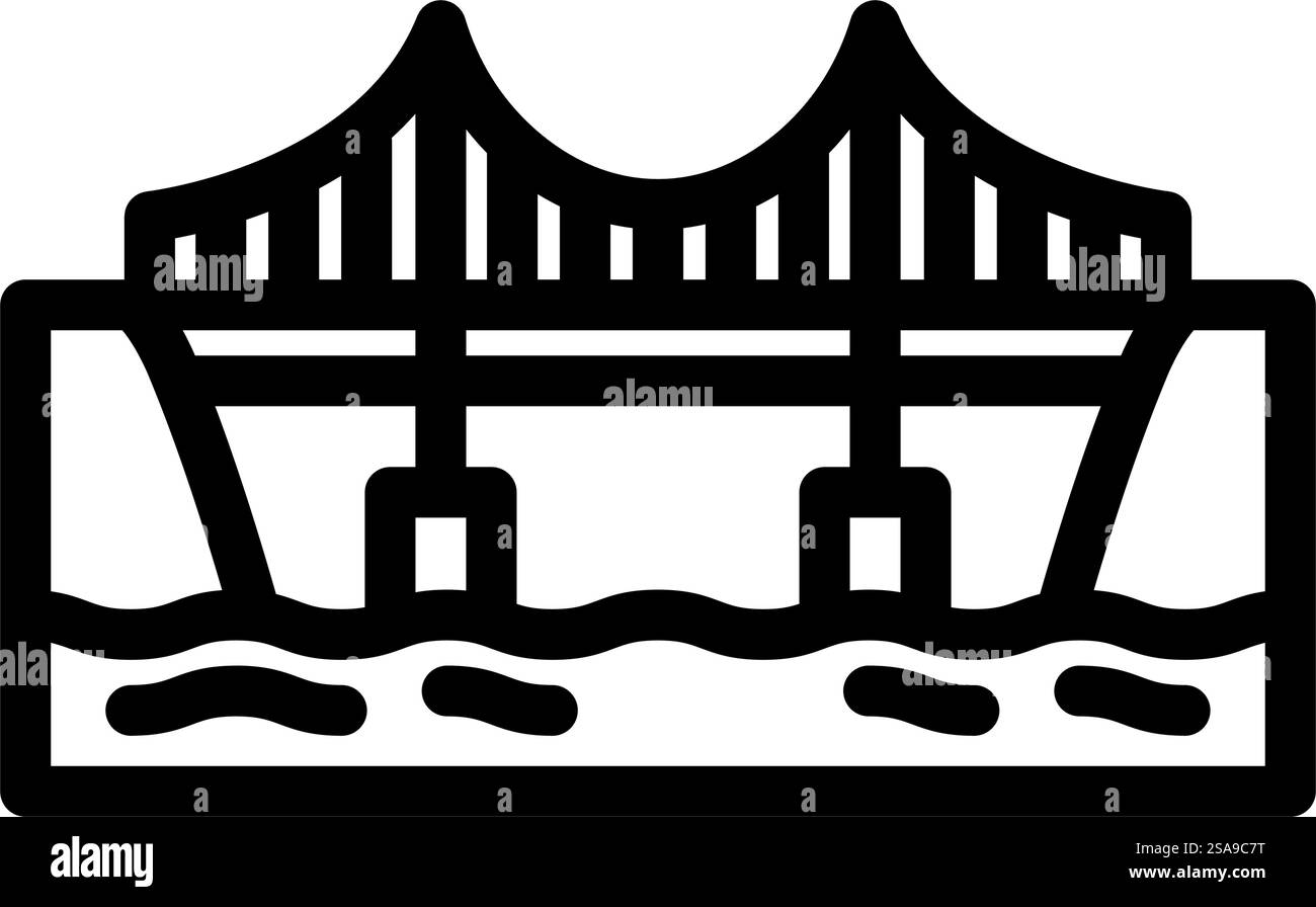 suspension bridge line icon vector. suspension bridge sign. isolated ...