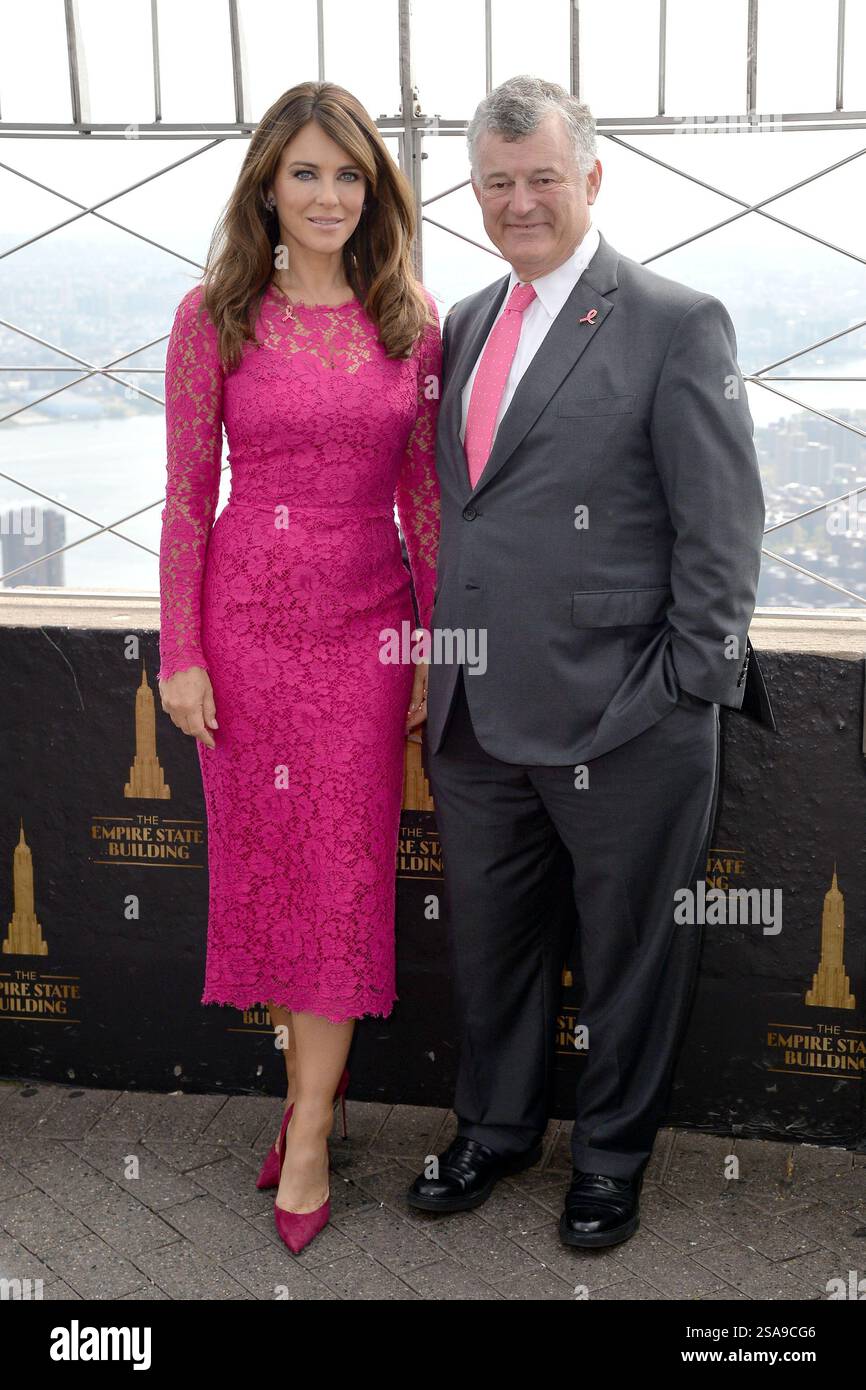 Elizabeth Hurley at the Empire State Building on October 1, 2019 in New ...
