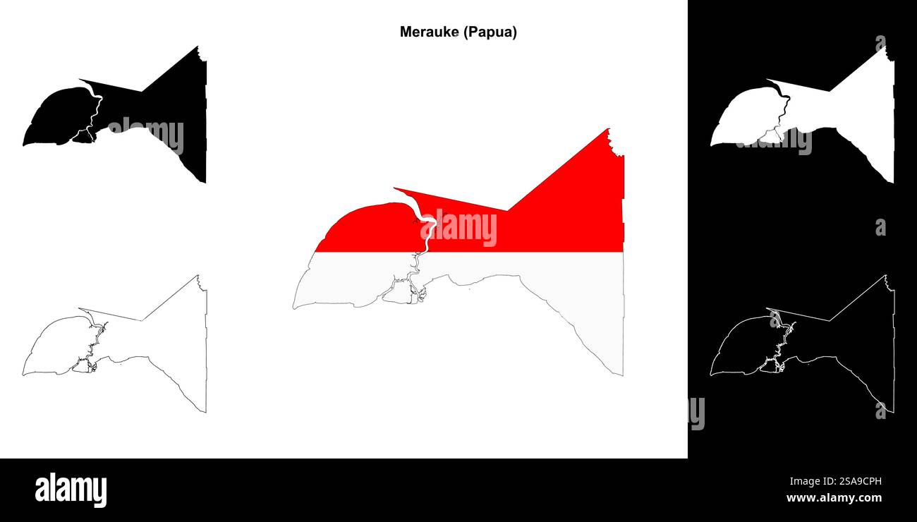 Merauke vector outline map hi-res stock photography and images - Alamy