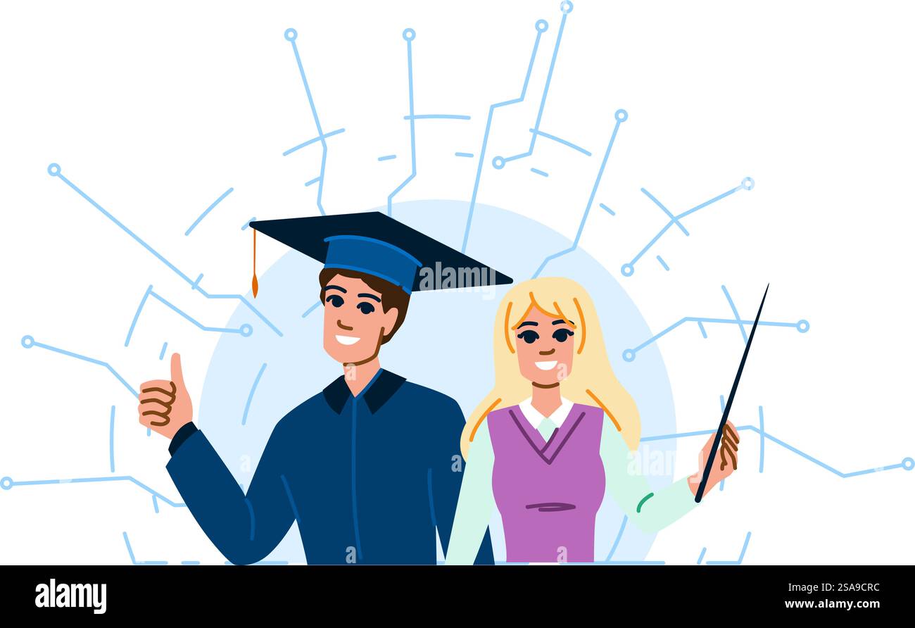 digital edtech vector. school platform, ai system, elearning data ...