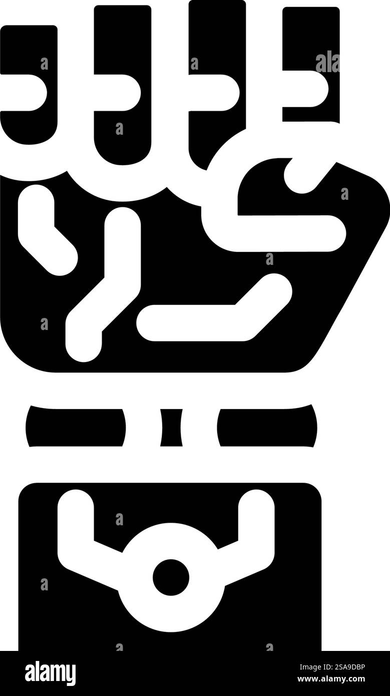 fist robot hand gesture glyph icon vector. fist robot hand gesture sign ...