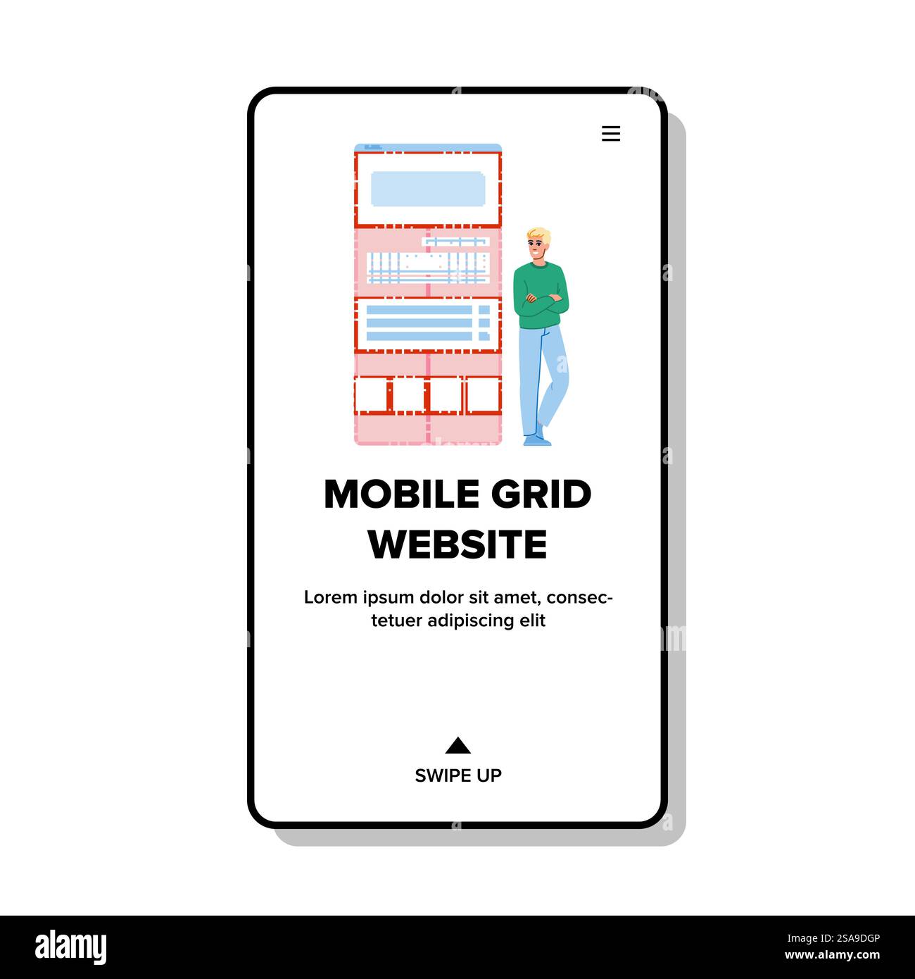 user mobile grid website vector. friendly friendly, functionality optimization, performance ...