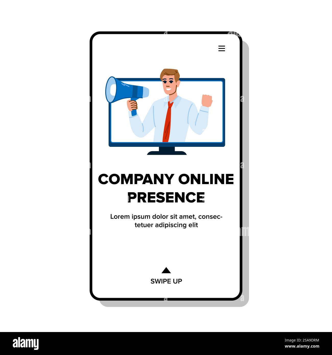 marketing company online presence vector. digital strategy, engagement ...
