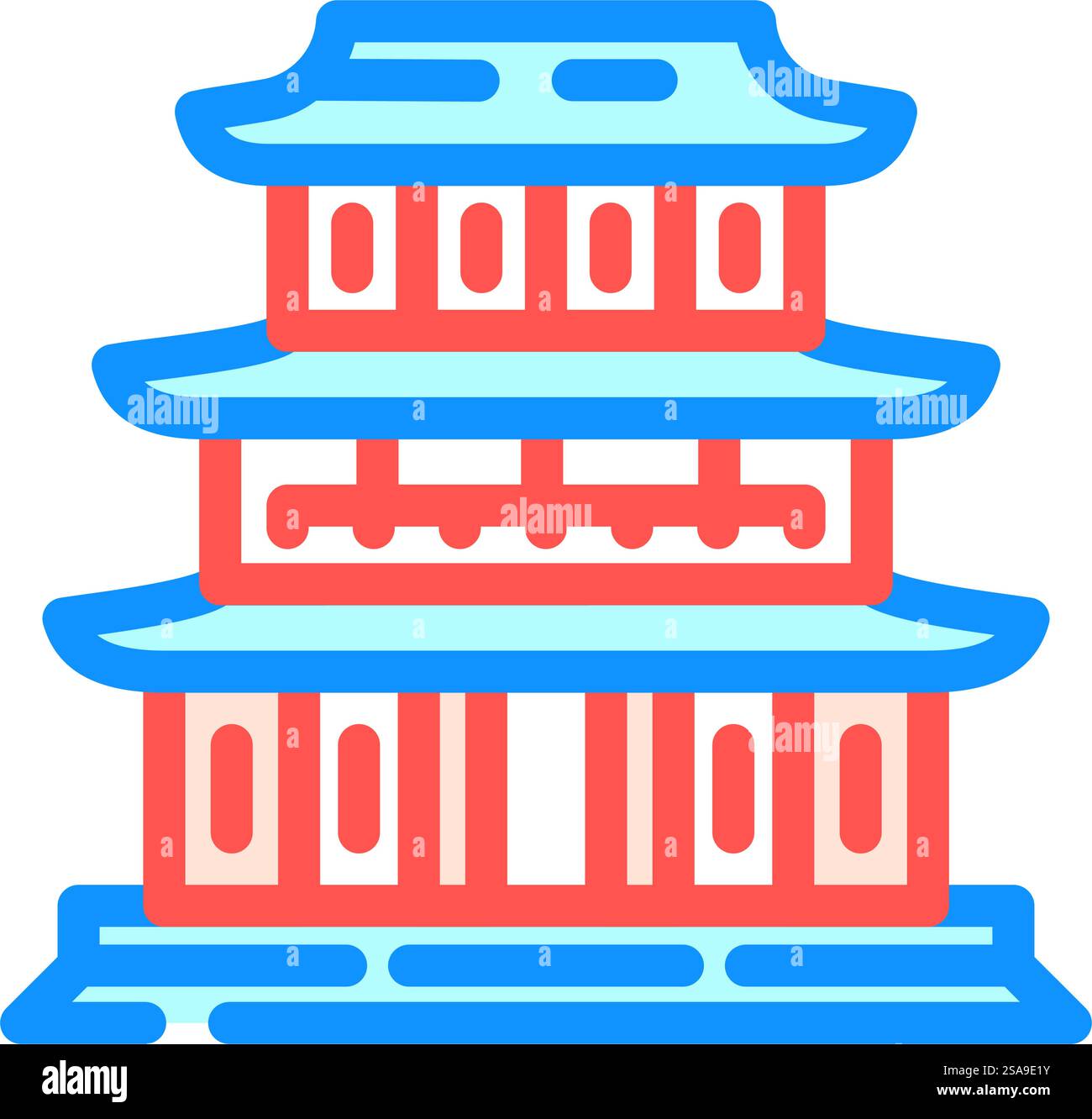 Buddhist Temple Buddhism Color Icon Vector Buddhist Temple Buddhism