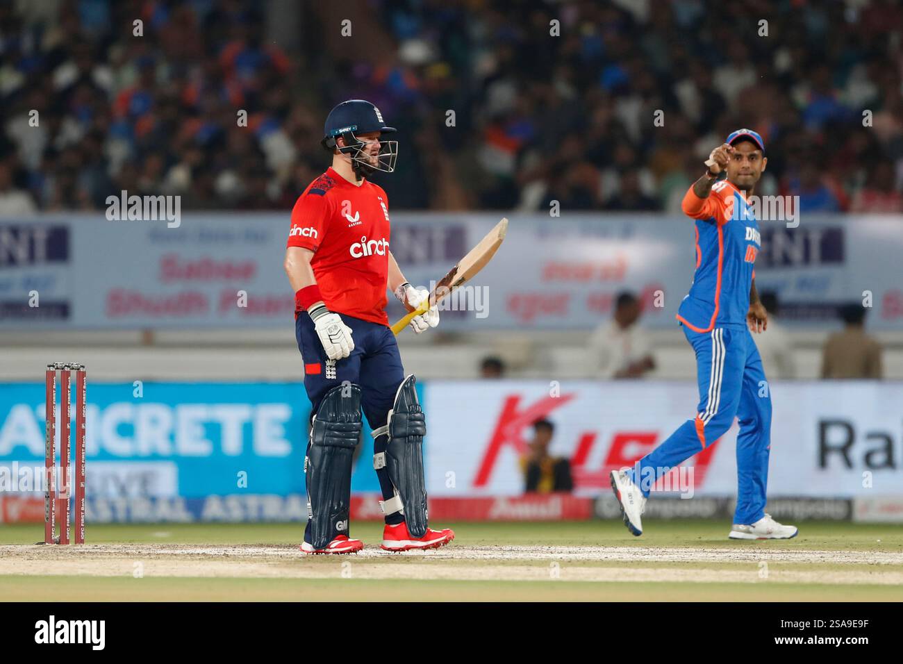 Rajkot, India. 28th Jan, 2025. RAJKOT, INDIA - JANUARY 28: Ben Duckett ...