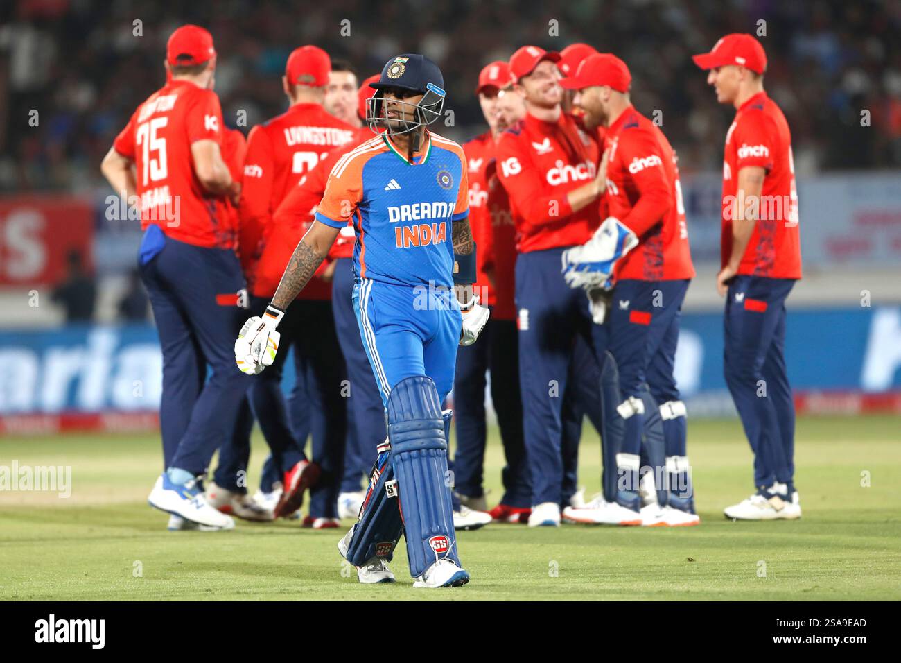 Rajkot, India. 28th Jan, 2025. RAJKOT, INDIA - JANUARY 28: Suryakumar Yadav captain of India ...