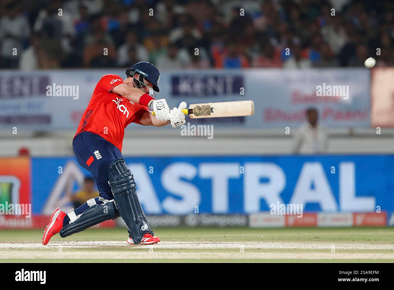RAJKOT, INDIA - JANUARY 28: Ben Duckett of England during the India and ...