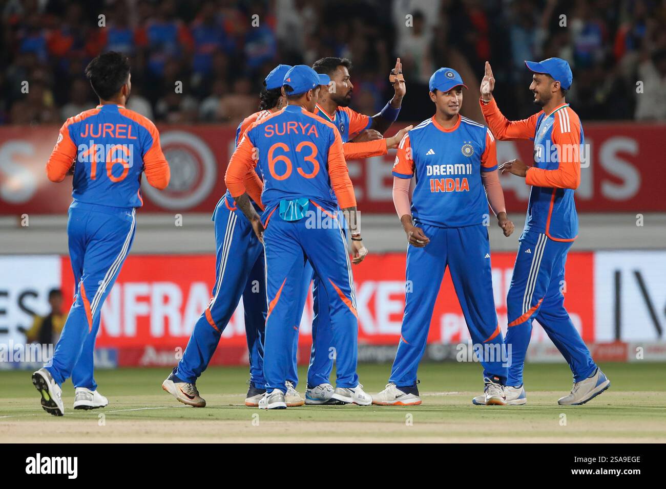 RAJKOT, INDIA - JANUARY 28: Hardik Pandya of India during the India and ...