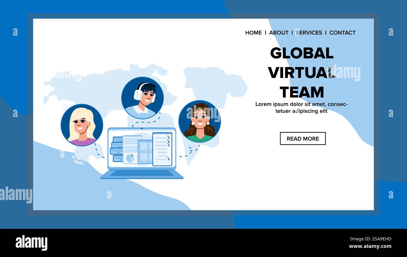 technology global virtual team vector. remote culture, trust leadership ...