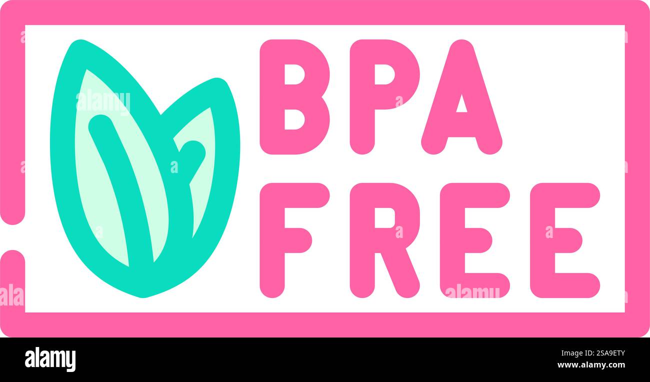 bpa free product label warning color icon vector. bpa free product ...