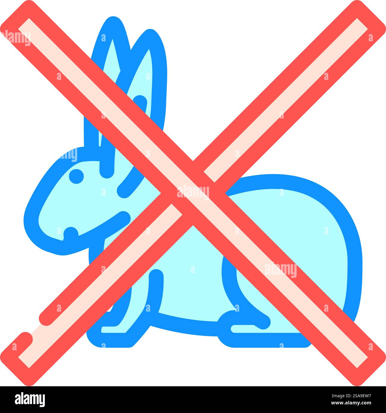 not tested on animals product label warning color icon vector. not ...