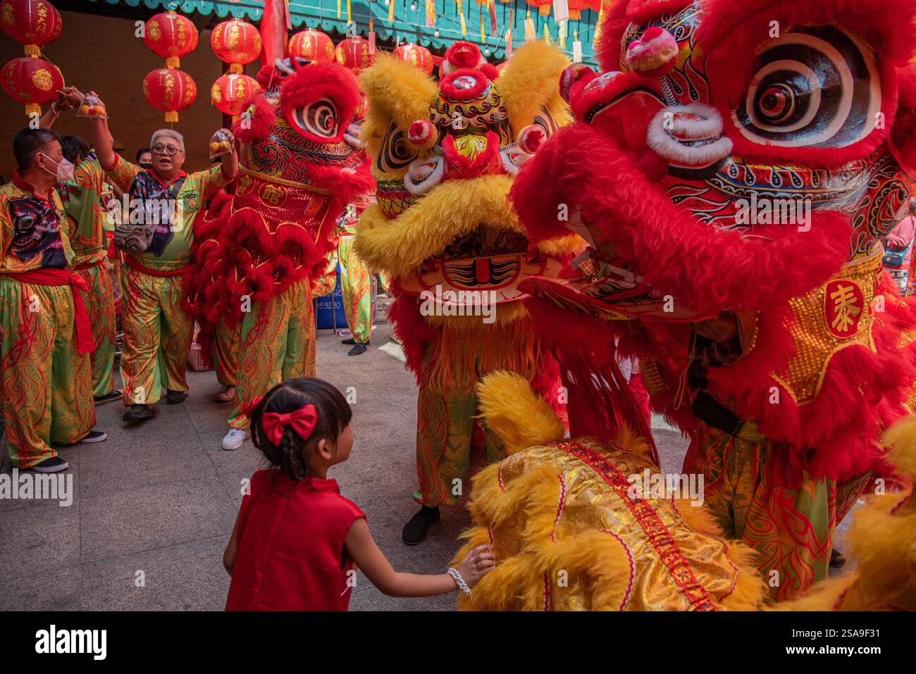 Dancers perform a Lion dance during the Chinese Lunar new year ...
