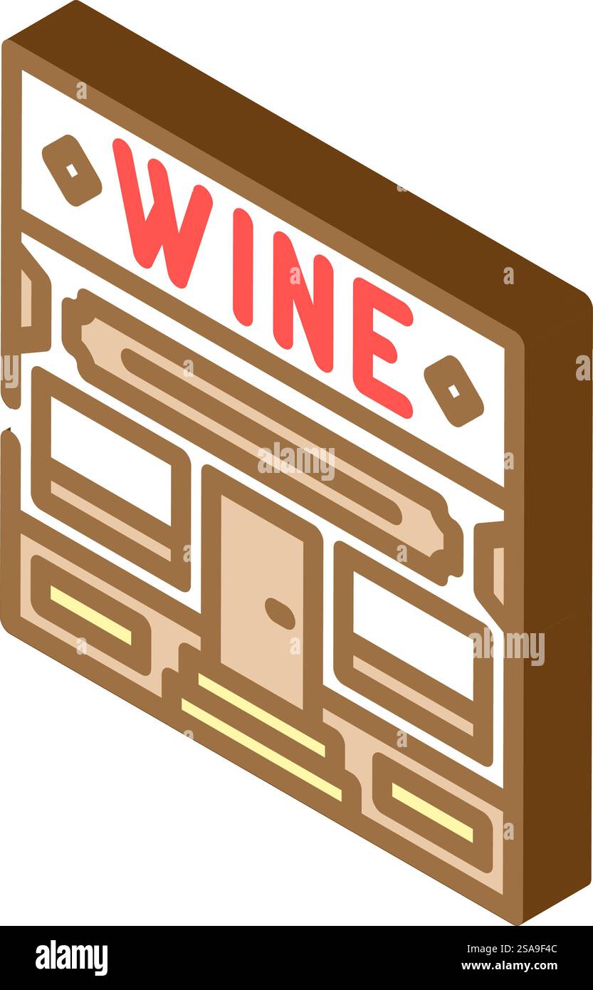 wine bar street cafe isometric icon vector. wine bar street cafe sign ...