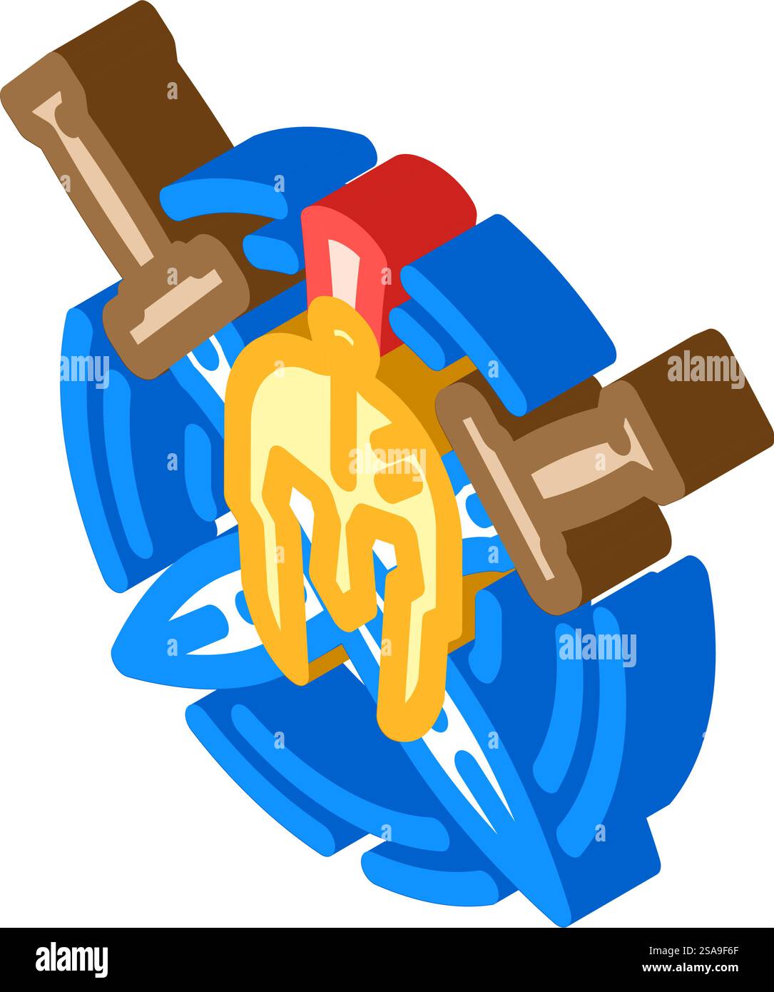 badge spartan roman greek isometric icon vector. badge spartan roman ...