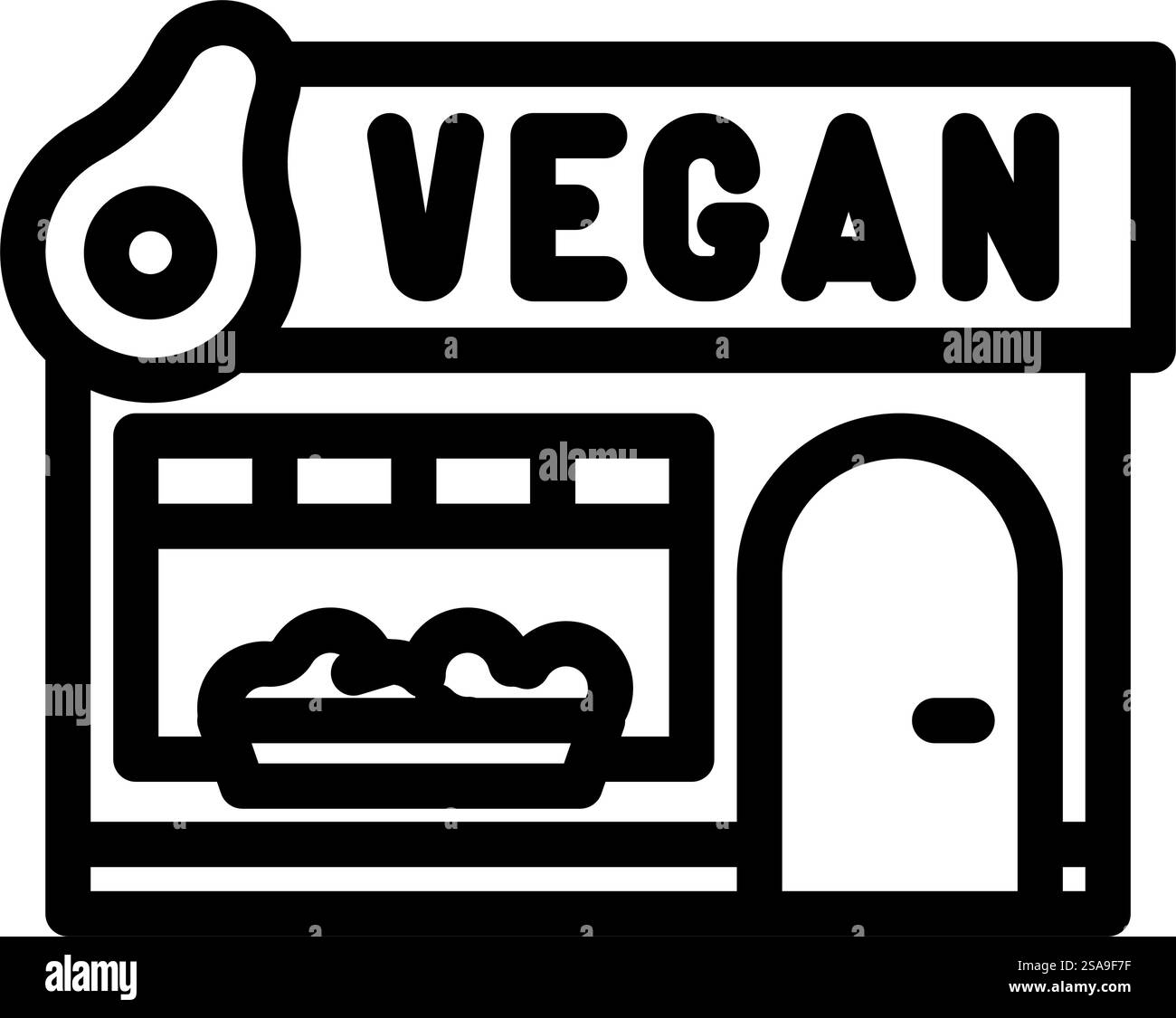 vegan cafe street line icon vector. vegan cafe street sign. isolated ...