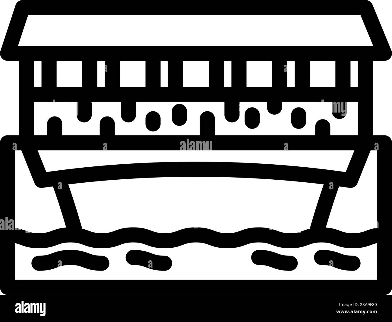 covered bridge line icon vector. covered bridge sign. isolated contour ...