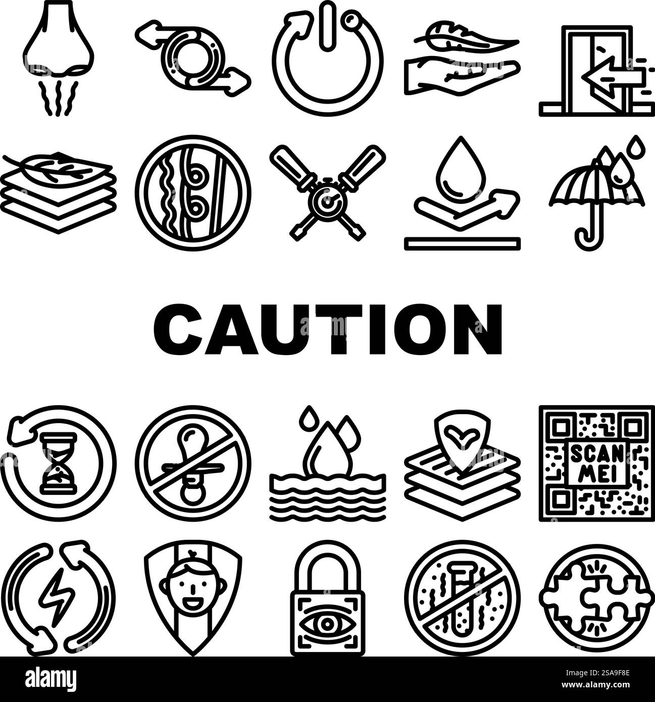 product caution label warning icons set vector. odor control ...